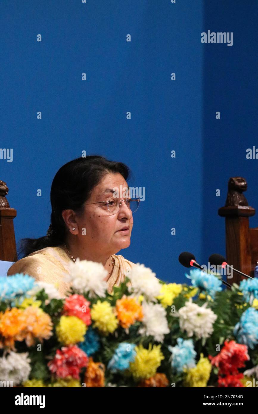 Kathmandu, Nepal. February 10, 2023, President "Bidhya Devi Bhandari ...