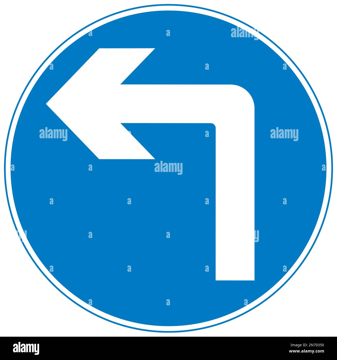 Vehicular traffic must turn left ahead British road sign Stock Photo ...