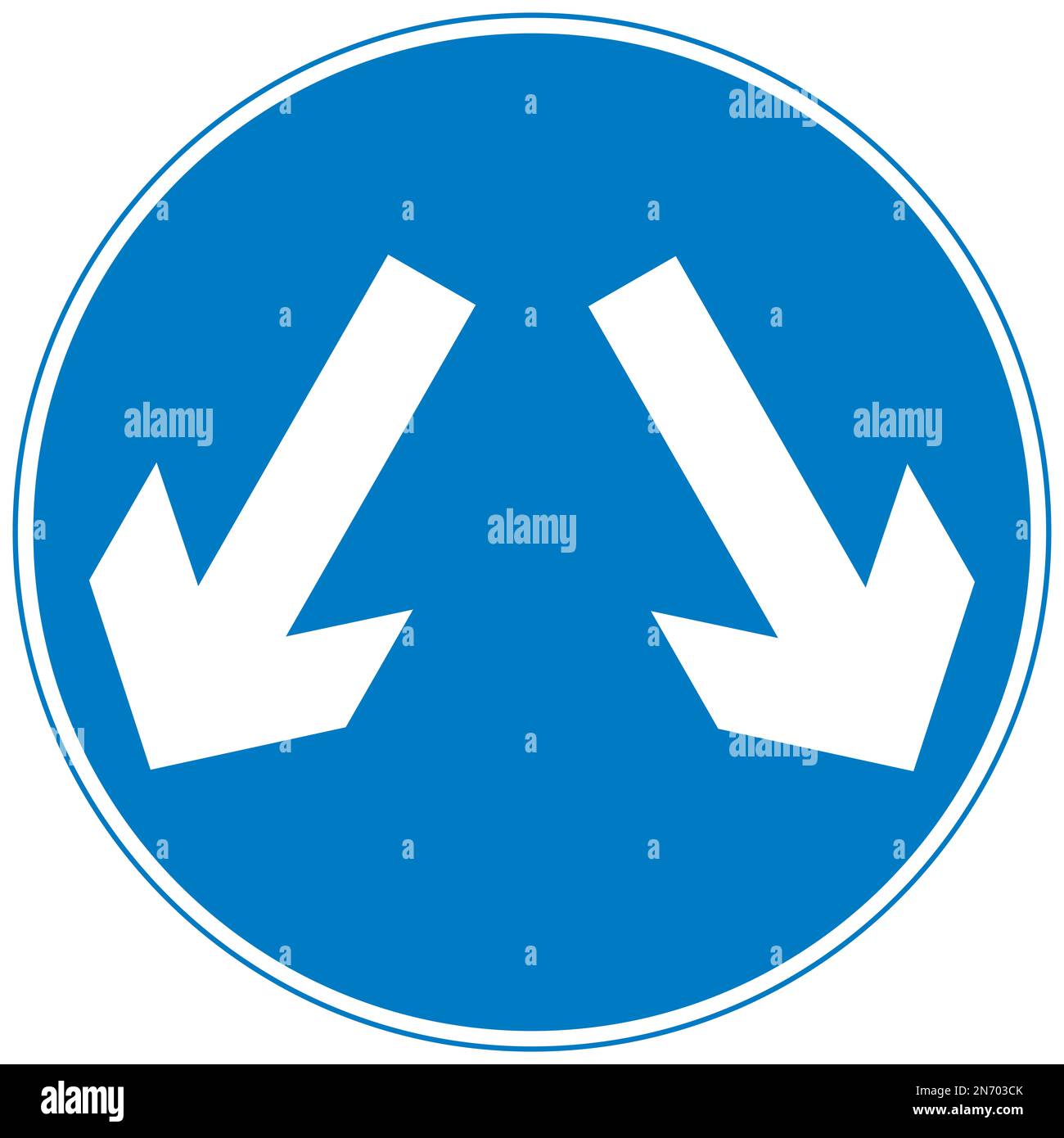 Pass either side to reach the same destination British road sign Stock ...