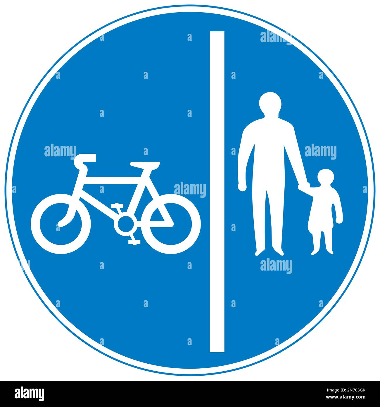 Divided track for cyclists and pedestrians only British road sign Stock ...