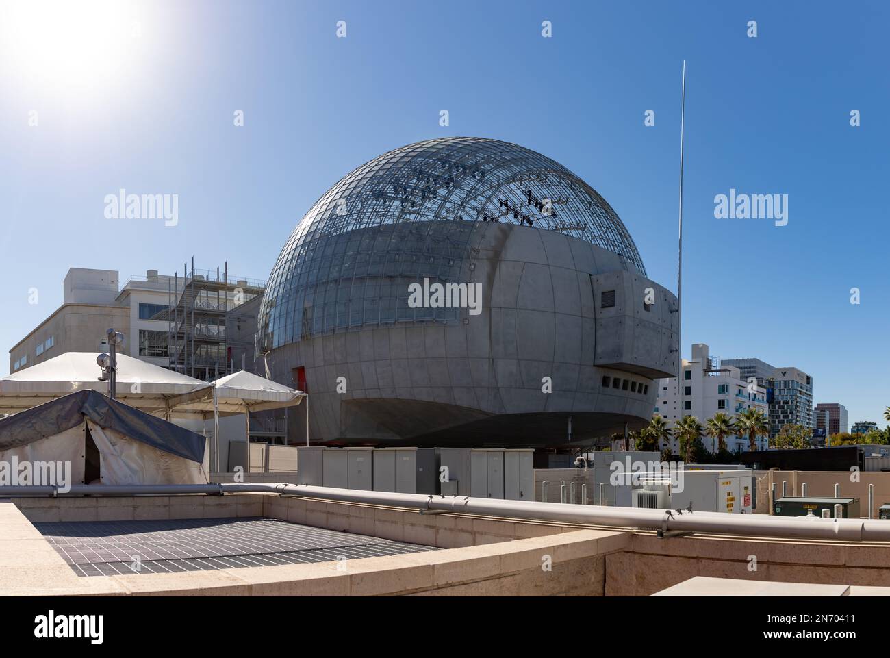 A picture of the large dome of the Academy Museum of Motion Pictures ...