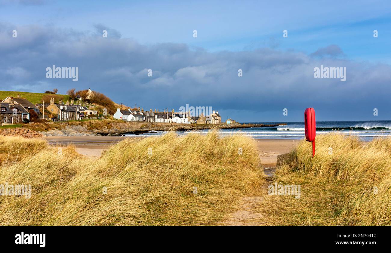 Sandend Village Aberdeenshire Scotland houses and a path through the ...