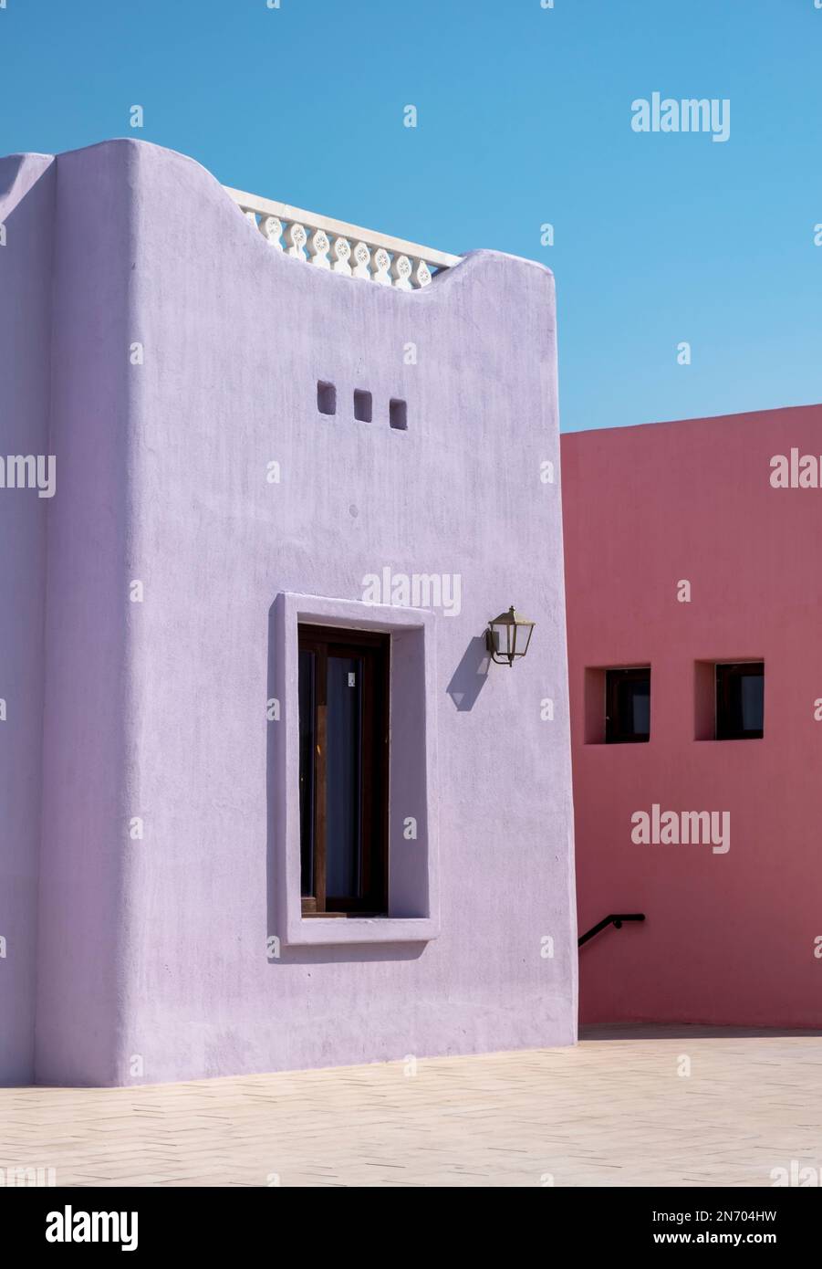 Colorful houses, Mina District, Old Doha Port, Qatar Stock Photo - Alamy