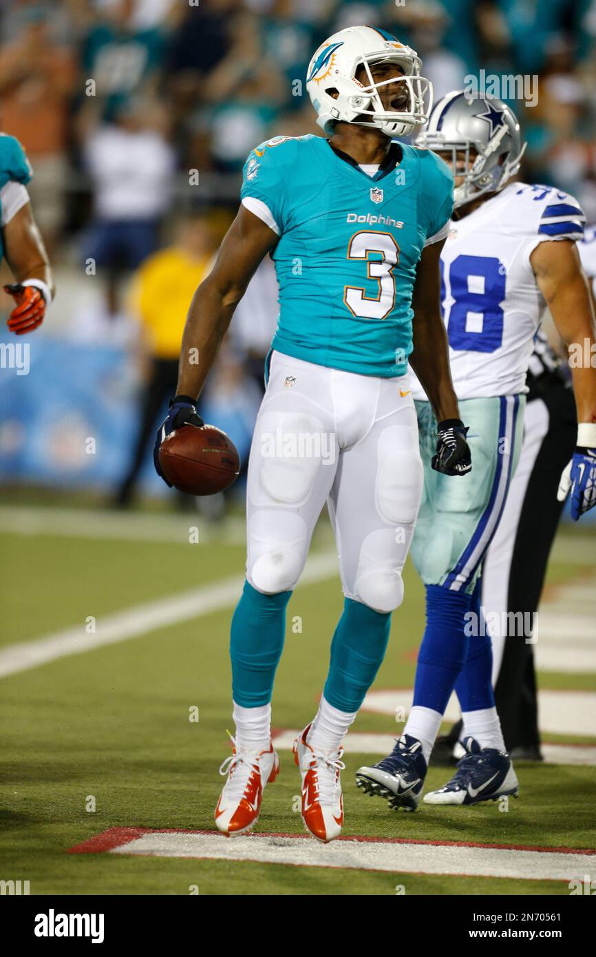 Miami Dolphins Keenan Davis reacts during Hall of Fame game against the ...