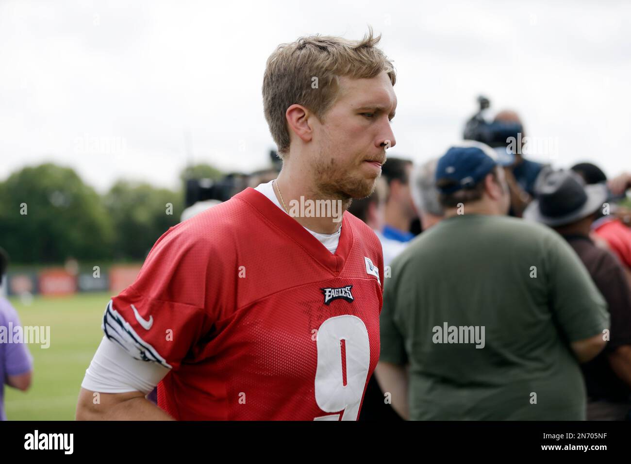 Philadelphia Eagles' Nick Foles walks off the field after a joint ...