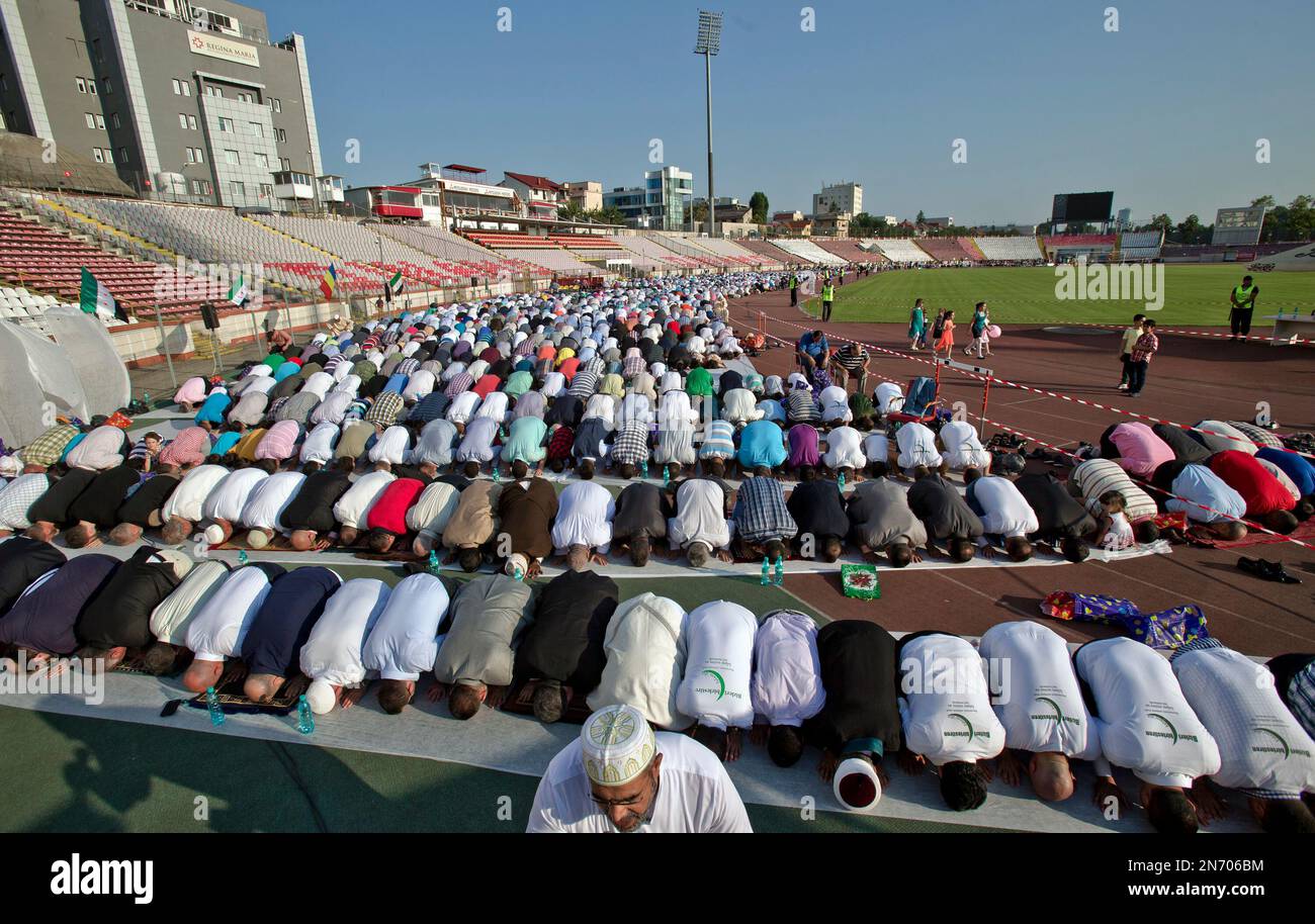 Muslims take part in Eid al-Fitr prayers in Bucharest, Romania ...