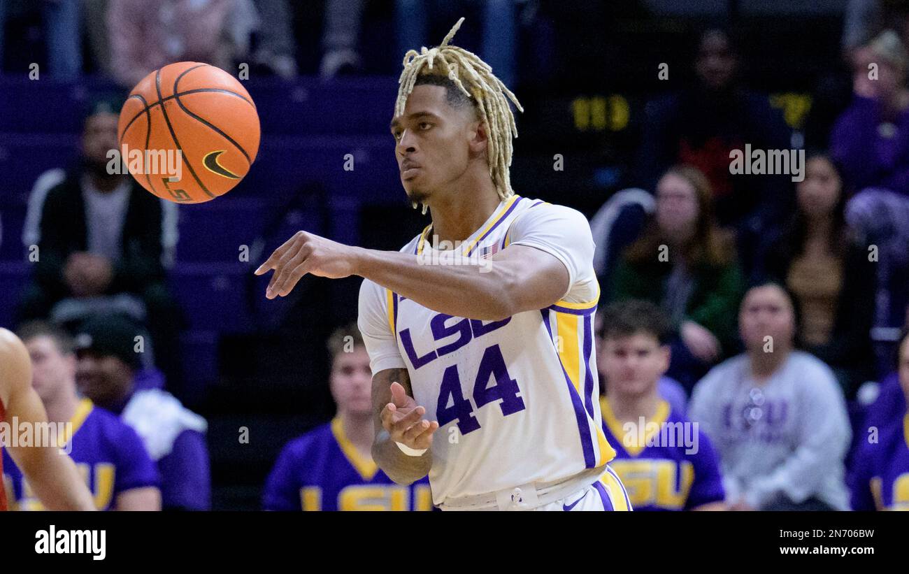 LSU guard Adam Miller (44) passes during an NCAA college basketball ...