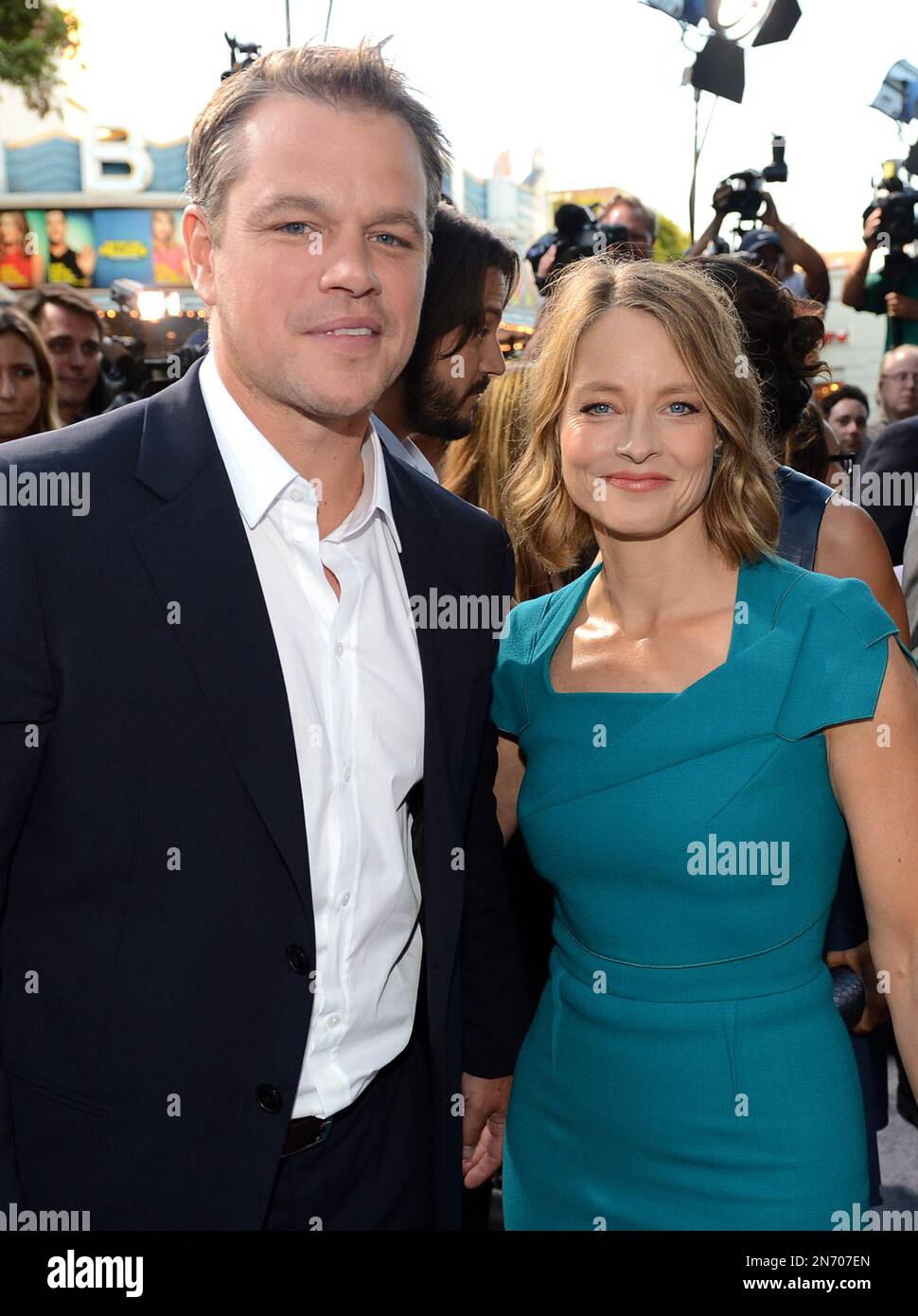 Actors Matt Damon, left, and Jodie Foster arrive at the world premiere ...