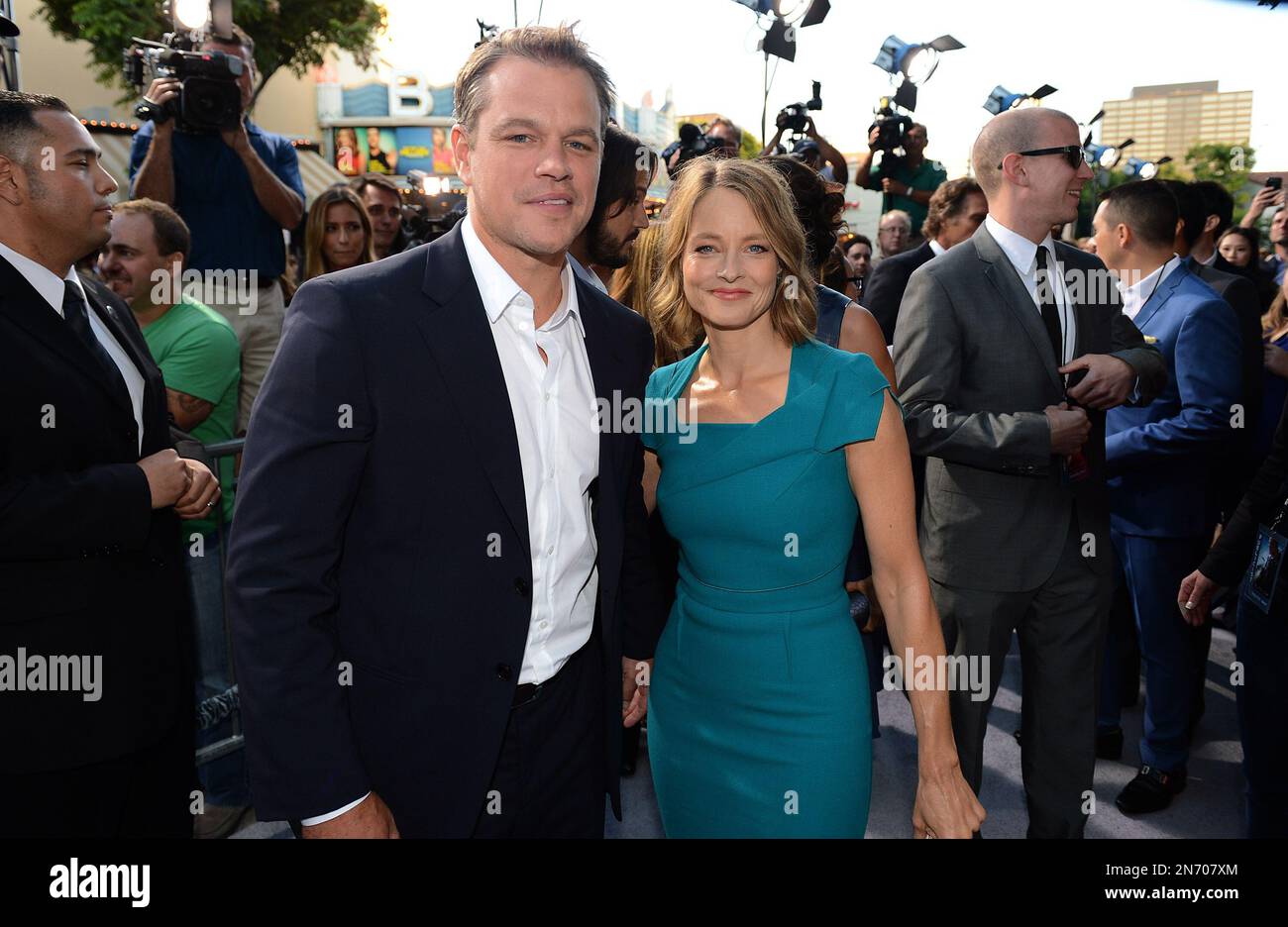 Actors Matt Damon, left, and Jodie Foster arrive at the world premiere ...