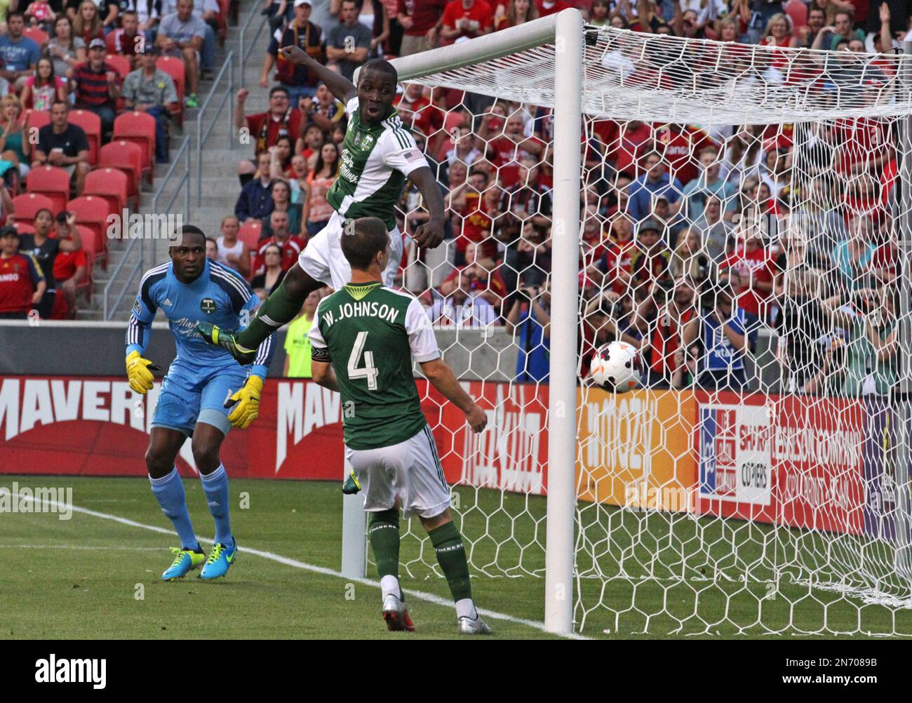 Portland Timbers' Donovan Ricketts, left, Andrew Jean-Baptiste, above ...