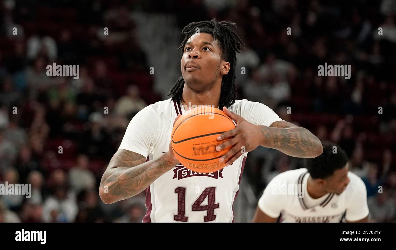 Mississippi State forward Tyler Stevenson (14) attempts a free throw ...