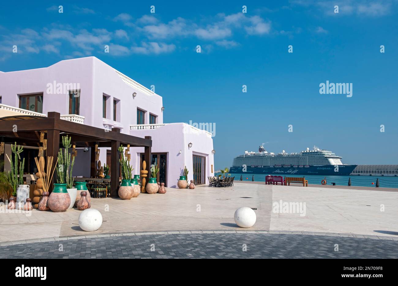 Doha Cruise Terminal, Mina District, Old Doha Port, Qatar Stock Photo ...