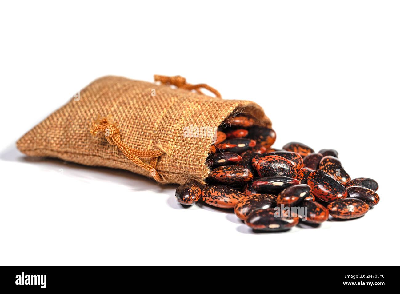 Fire beans in a jute bag Stock Photo - Alamy