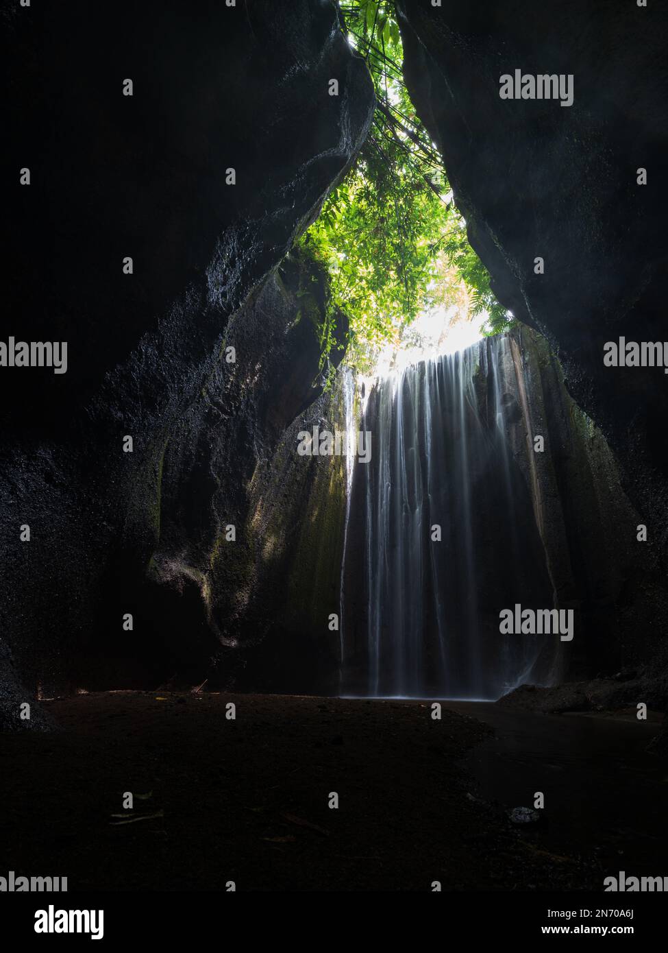 Vertical shot beautiful waterfall cascading hi-res stock photography ...