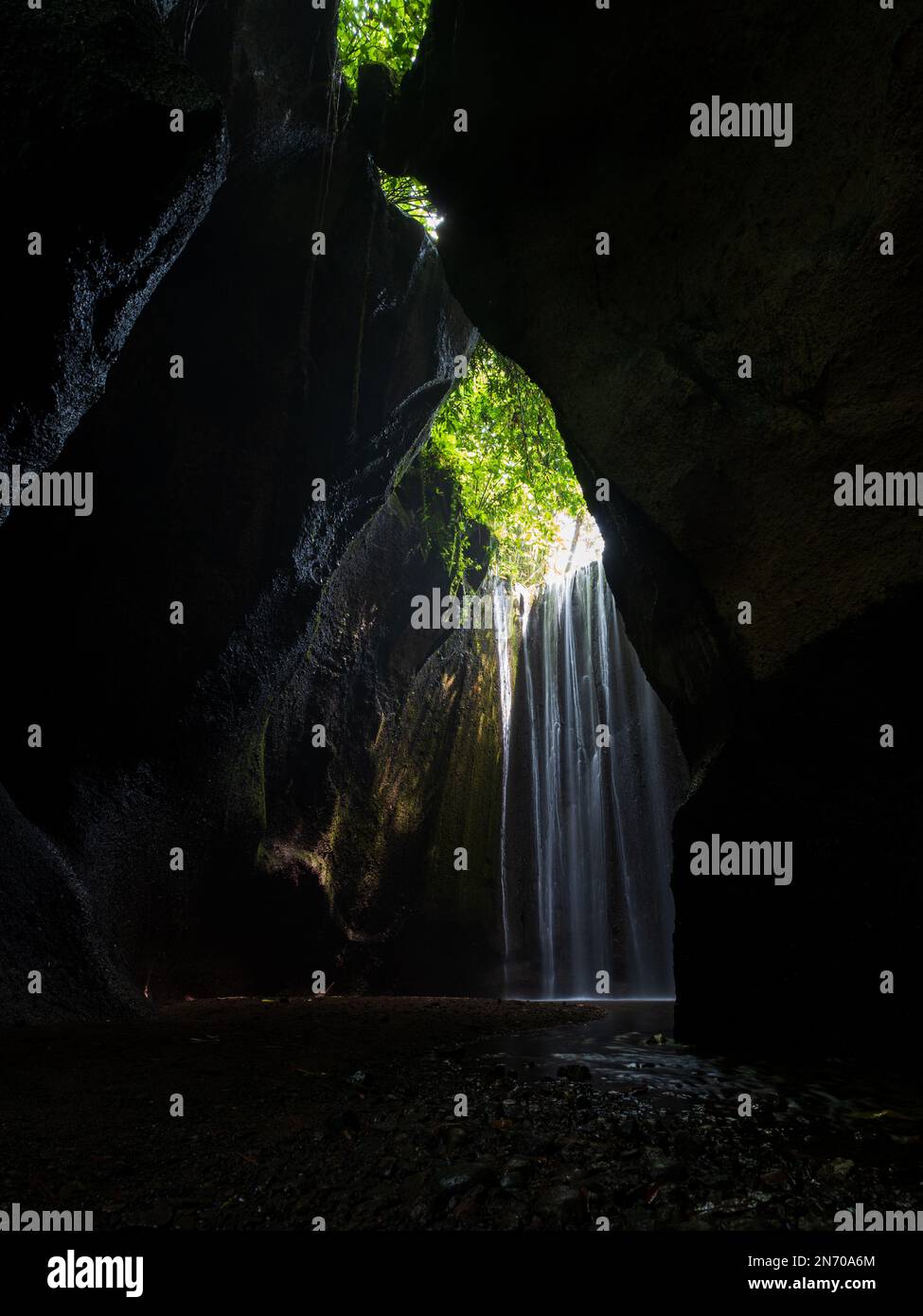 Vertical shot beautiful waterfall cascading hi-res stock photography ...