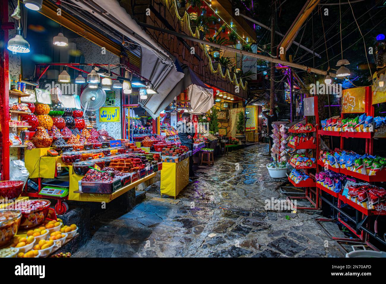 The market in Darband is a village north of Tehran Stock Photo - Alamy