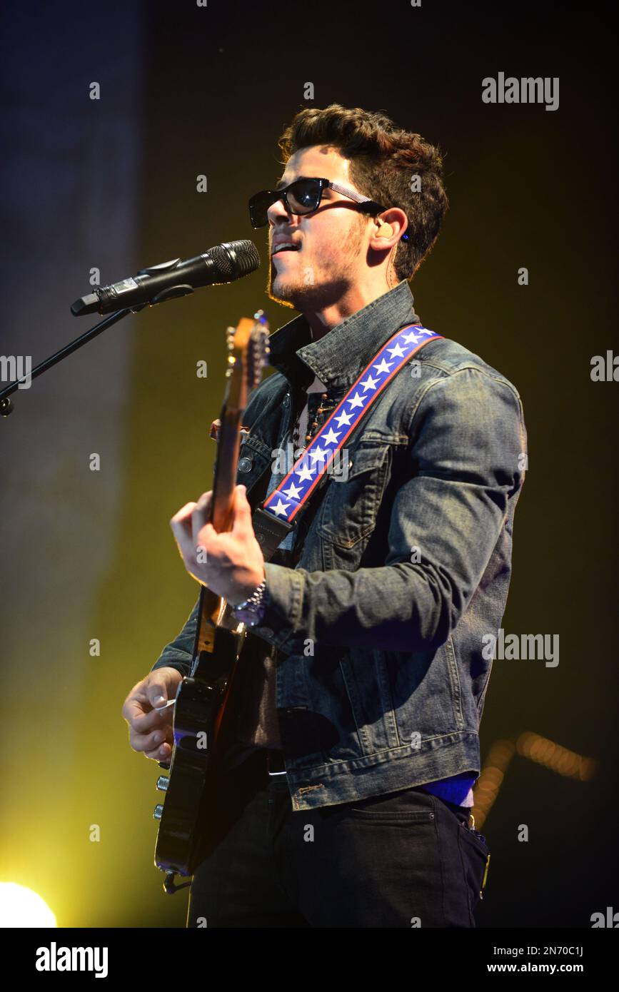 Nick Jonas of Jonas Brothers performing at Chastain Park Amphitheatre ...