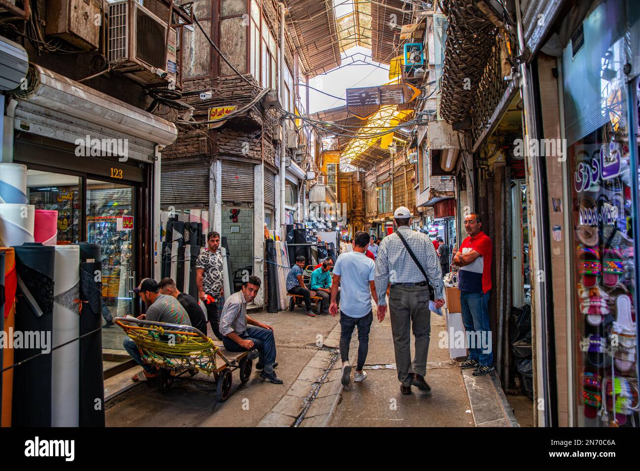 Some people shopping in the Grand Bazaar of Tehran, Iran Stock Photo ...