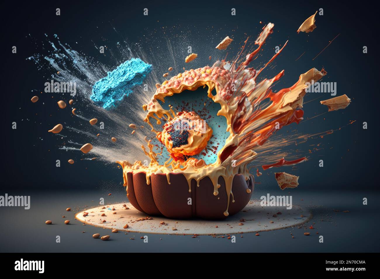 Exploding food. Ai generated illustration Stock Photo - Alamy