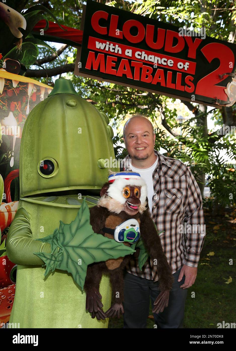 Director Cody Cameron poses characters during a press day event for the ...