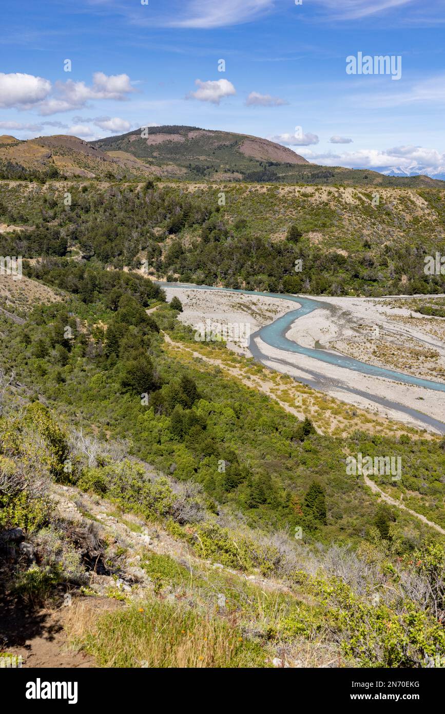 Turquoise creek flowing to the beautiful Lago General Carrera in ...