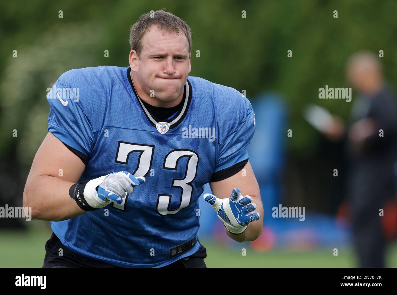 Detroit Lions guard Derek Hardman is seen during an NFL football ...