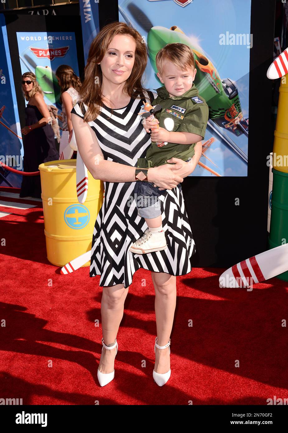 From left to right, actress Alyssa Milano and son Milo Bugliari arrive ...