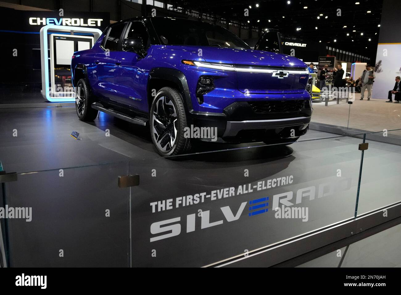 The 2024 Chevrolet Silverado EV sits on display at the Chicago Auto ...