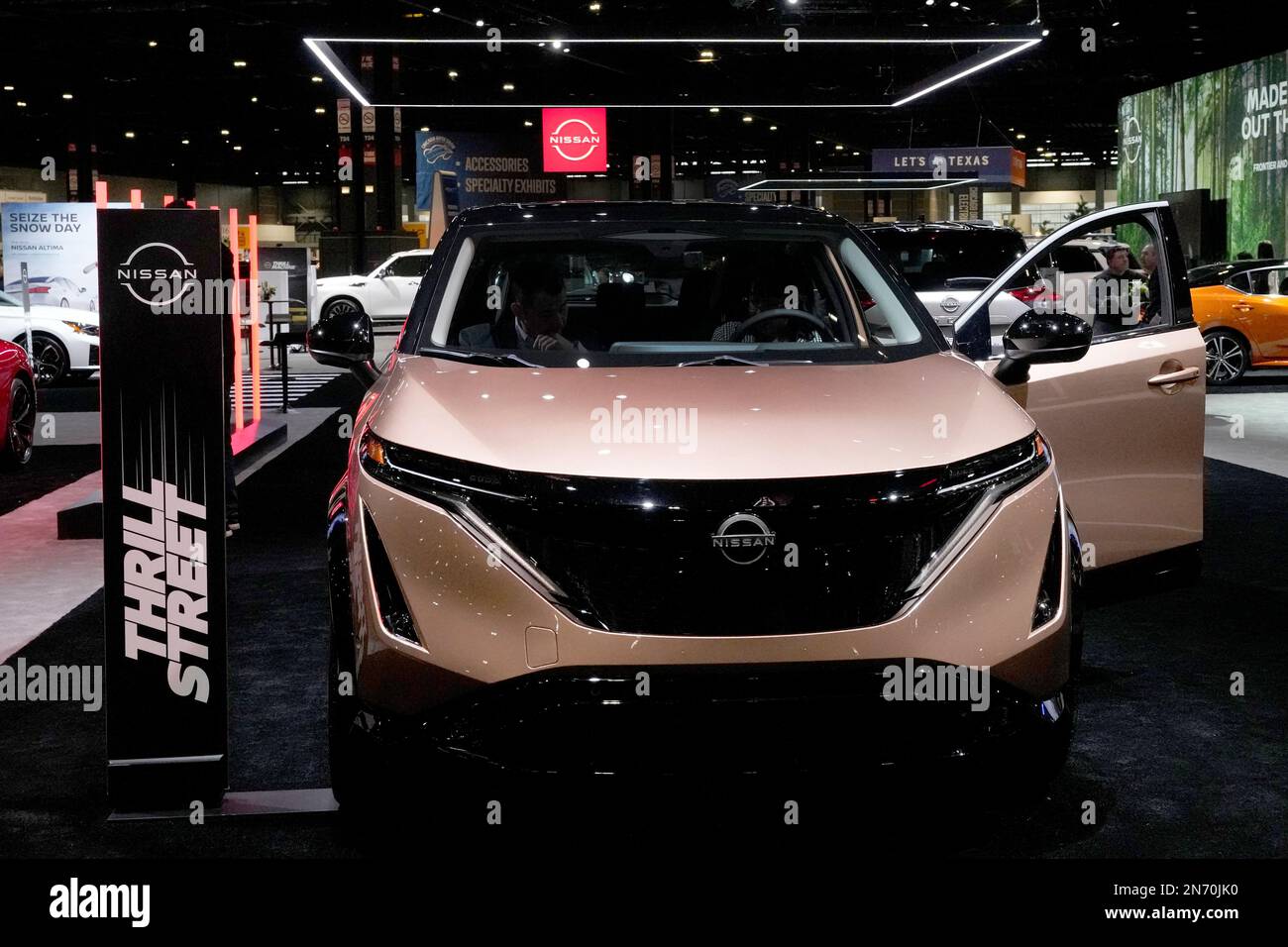 They Nissan 2023 Ariya Premier sits on display at the Chicago Auto Show ...