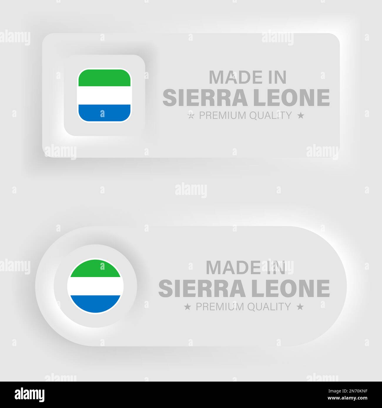 Made in Sierra Leone neumorphic graphic and label. Element of impact ...