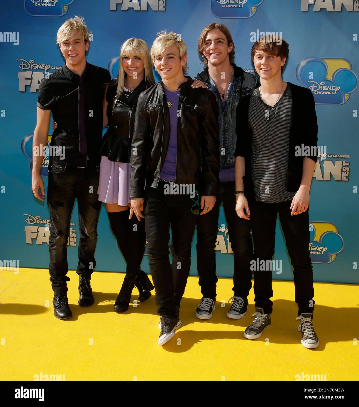 Teen band R5 including Ross Lynch center, pose for a photo while ...