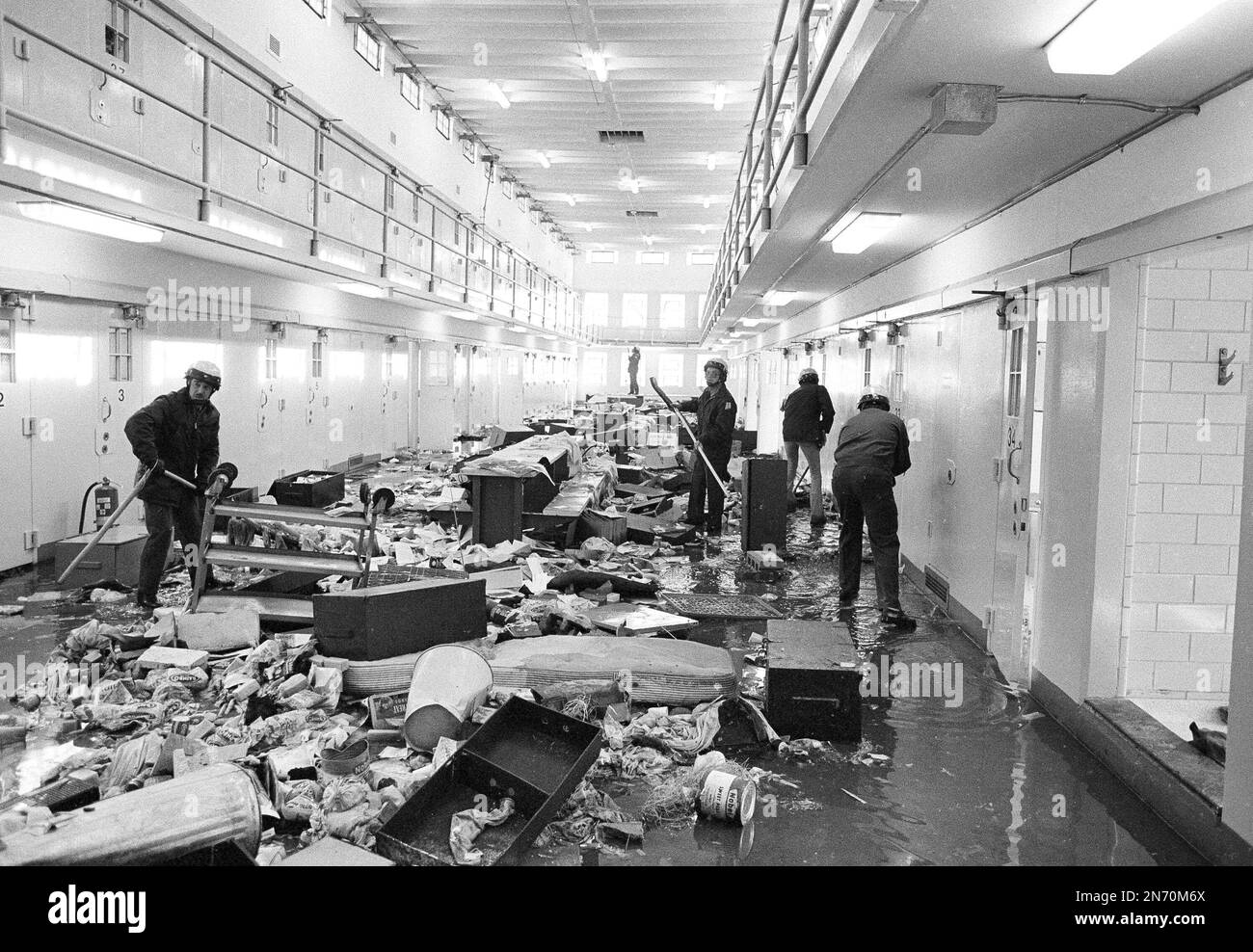 FILE - This Feb. 4, 1980 file photo shows guards at the New Mexico ...