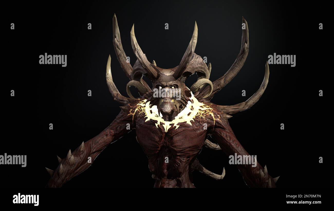 Mythical Demon monster on chromakey background 3d render Stock Photo ...