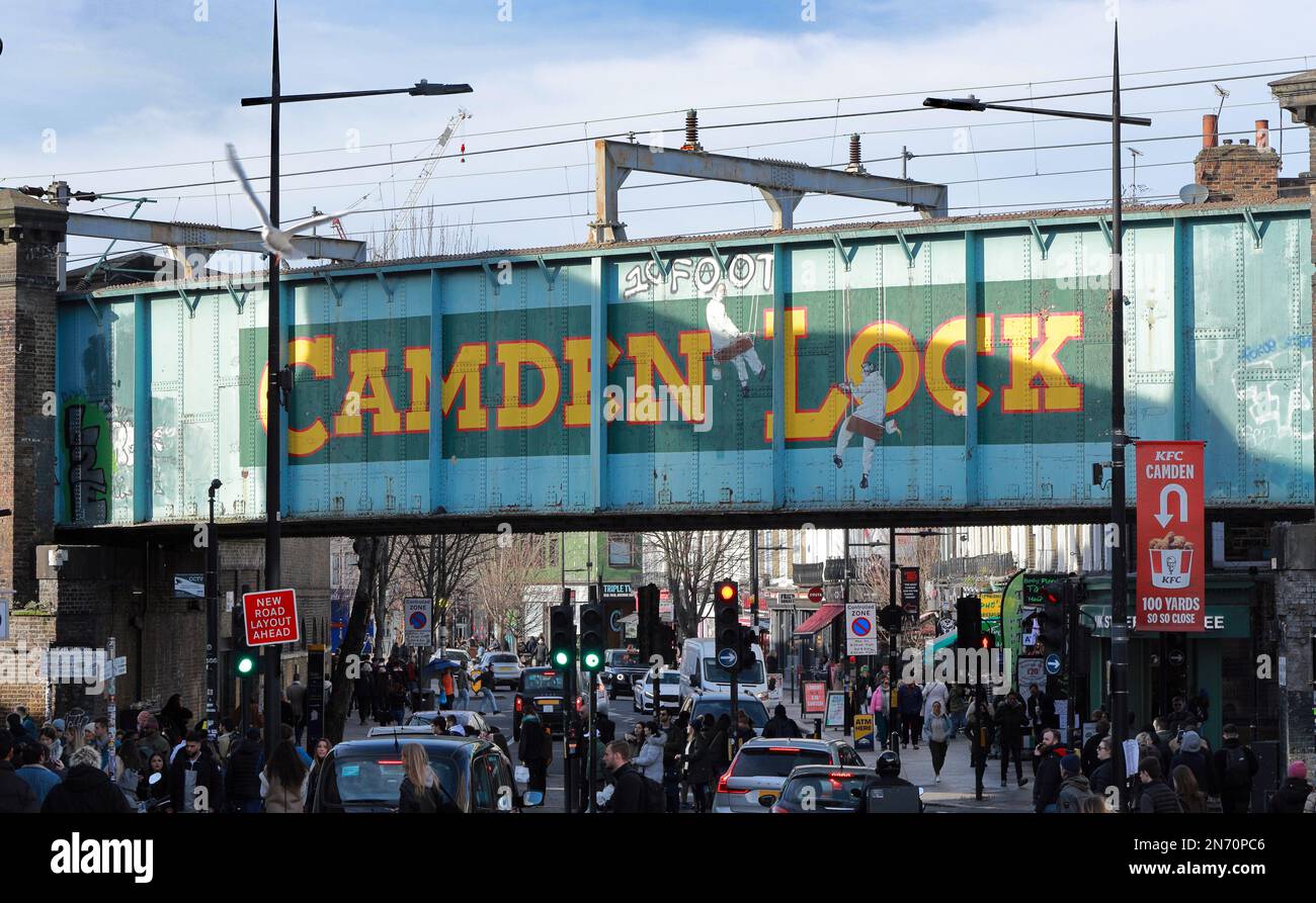 London, England, UK - Busy scene with shoppers and traffic beneath the ...