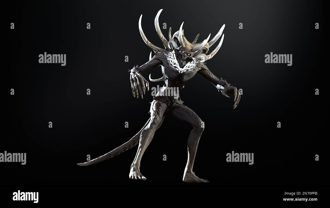 Mythical Demon monster on chromakey background 3d render Stock Photo ...