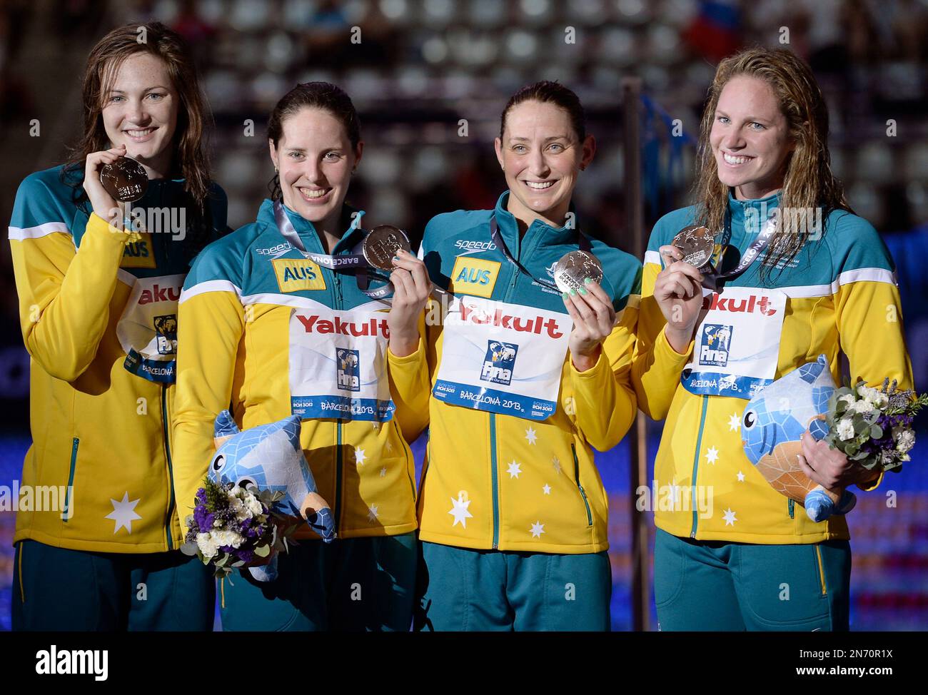 Australian Women's 4x100m medley relay team, from left: Cate Campbell ...