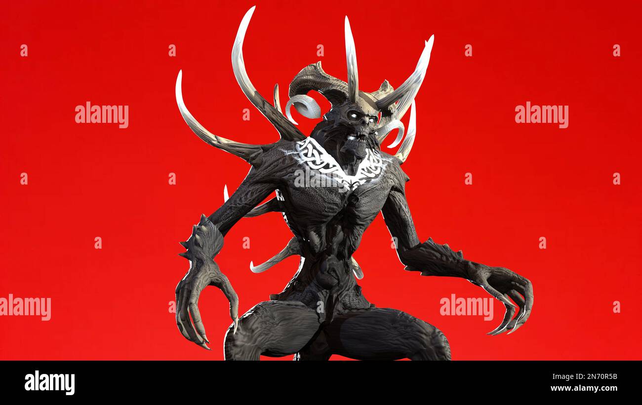 Mythical Demon monster on chromakey background 3d render Stock Photo ...