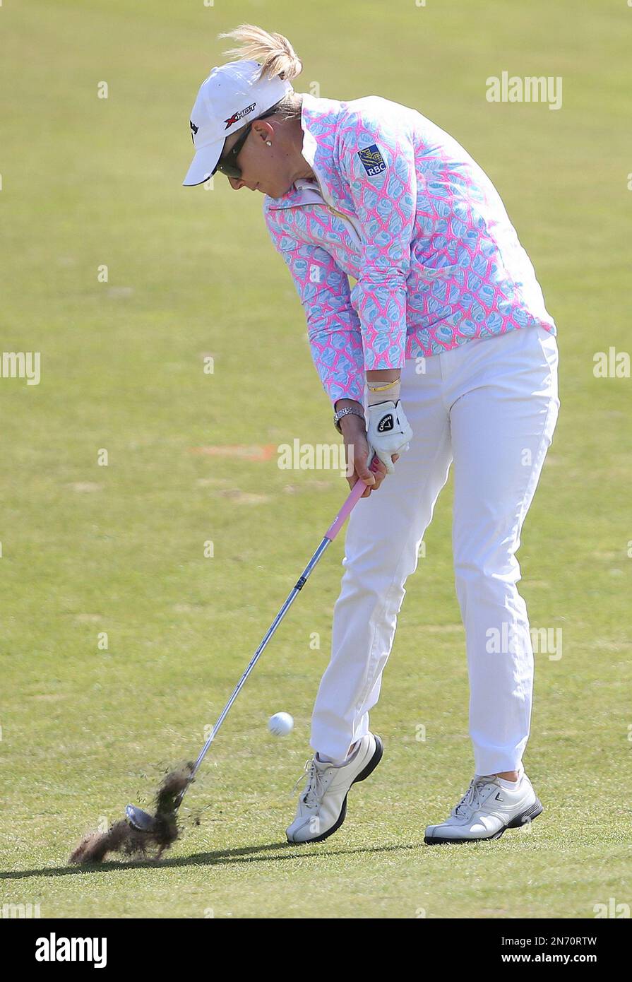 Morgan Pressel of the USA plays her shot from the 5th fairway during ...
