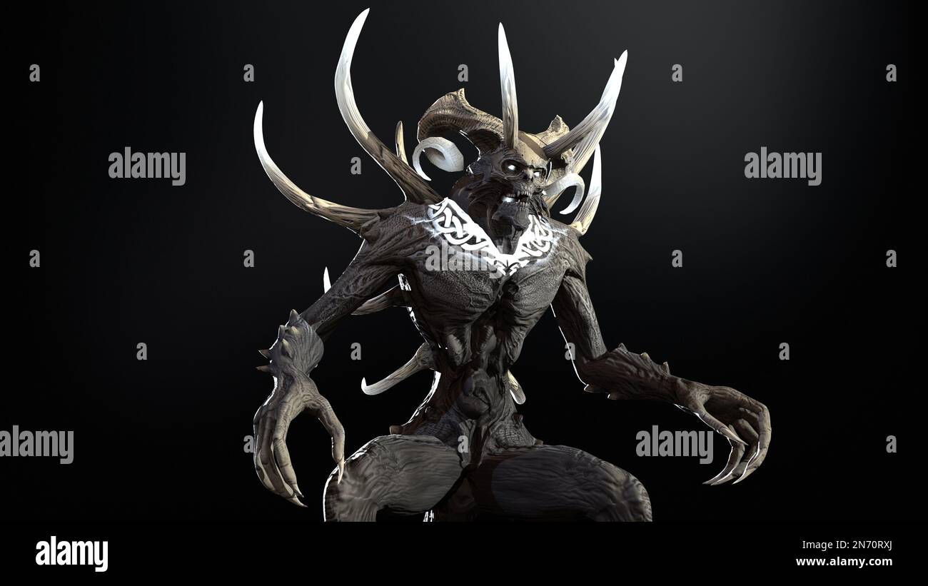 Mythical Demon monster on chromakey background 3d render Stock Photo ...