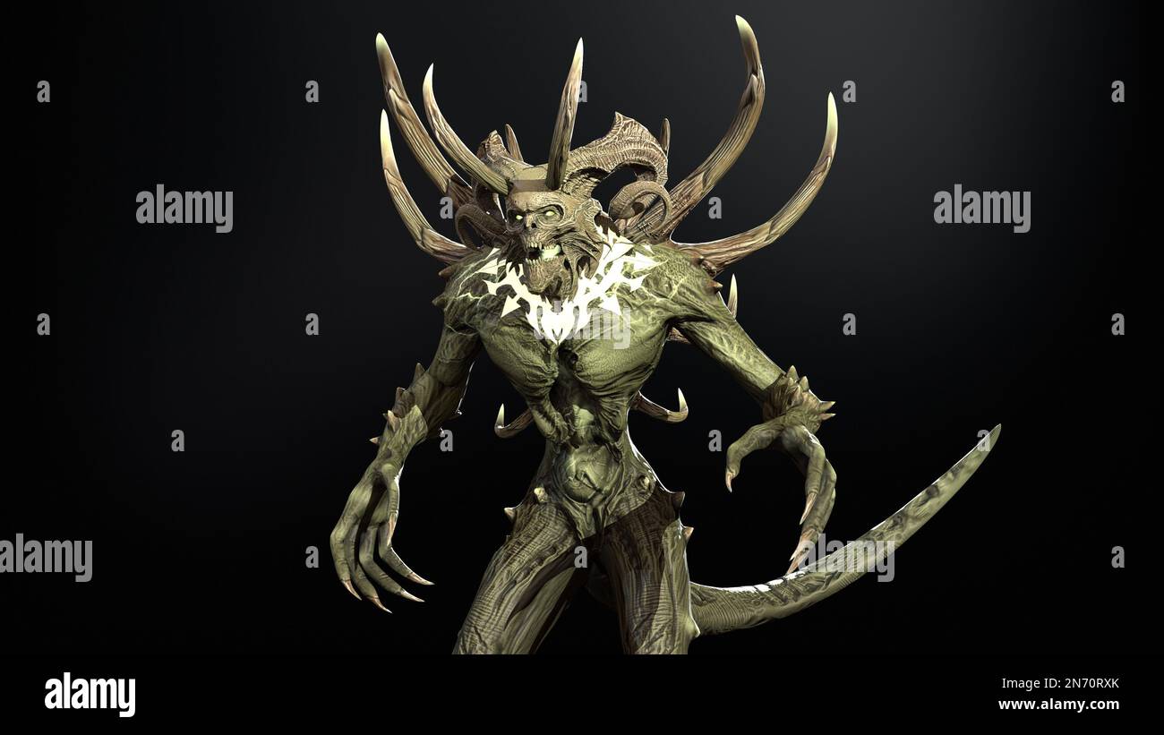 Mythical Demon monster on chromakey background 3d render Stock Photo ...