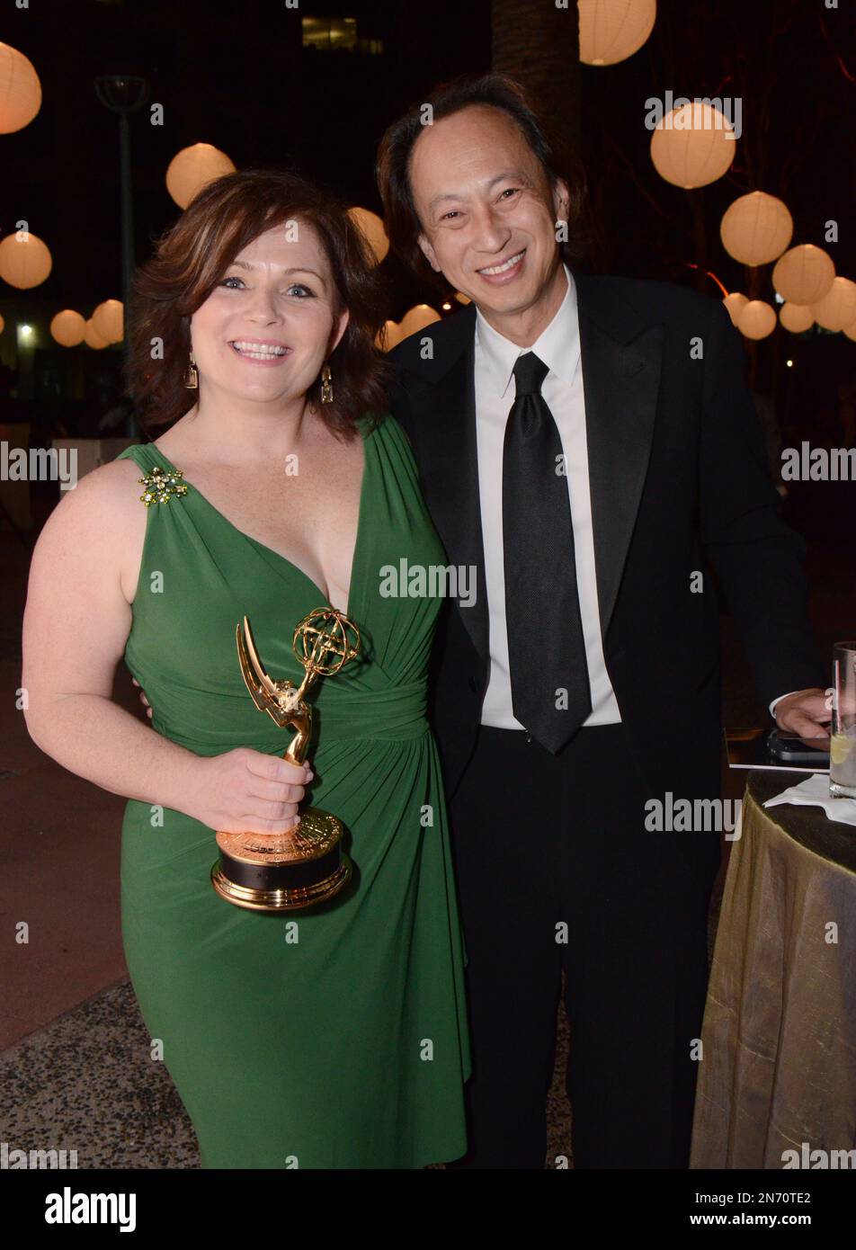 Producer Mary Harris, of NBC4 News at 11, left, and a guest pose with ...
