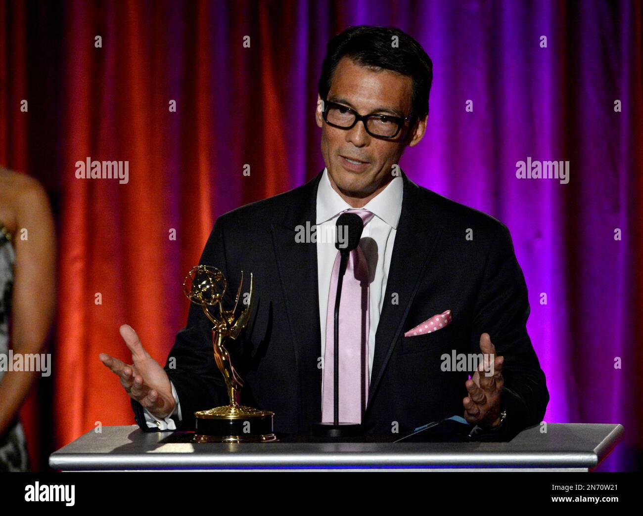 Producer/reporter David Ono, of ABC7, accepts the award for outstanding ...