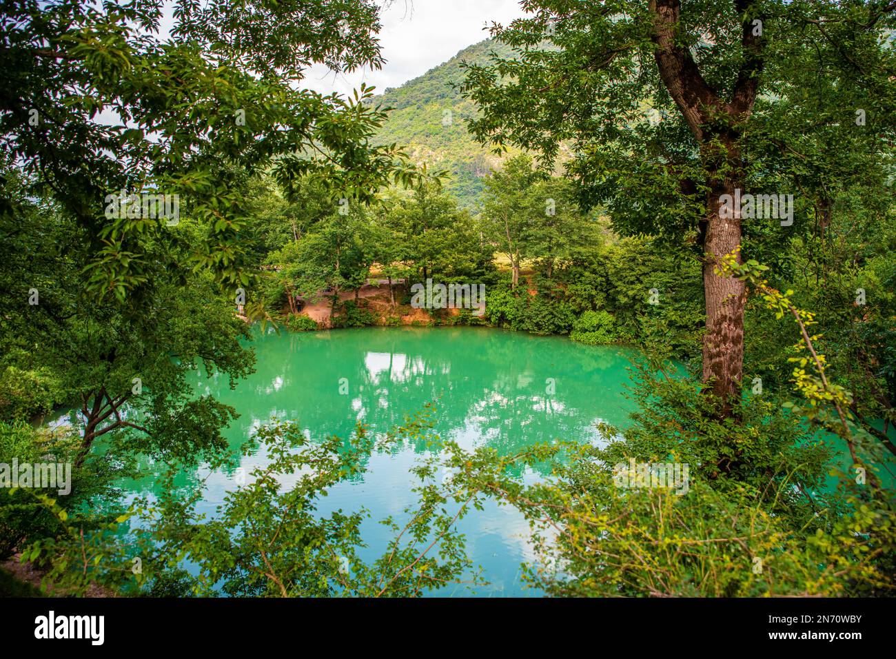 A beautiful shot of the Green Lake of Cheshmeh Gold Ramian in Golestan ...