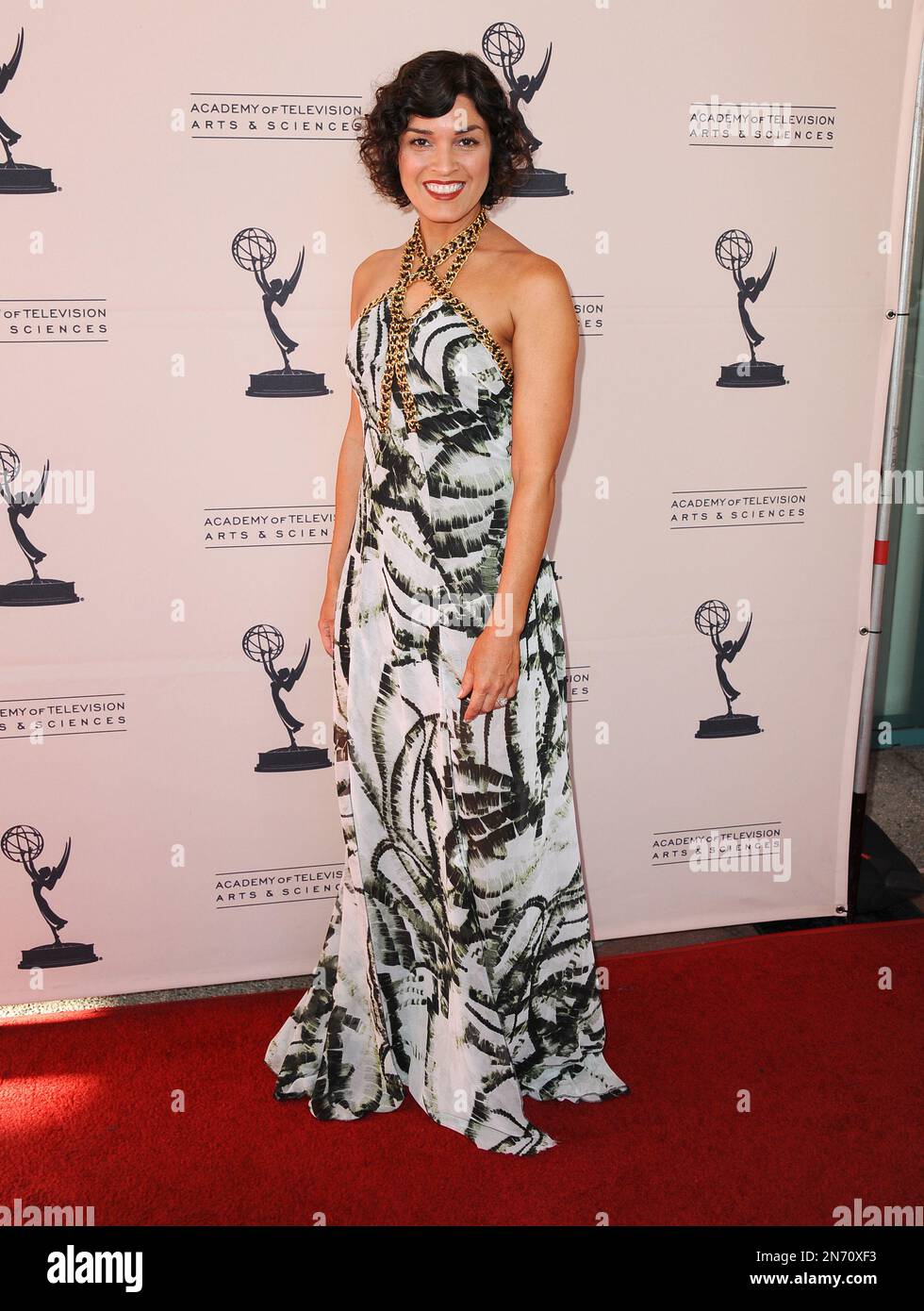Tina Malave, of ABC7, arrives at the 65th Los Angeles Area Emmy Awards ...