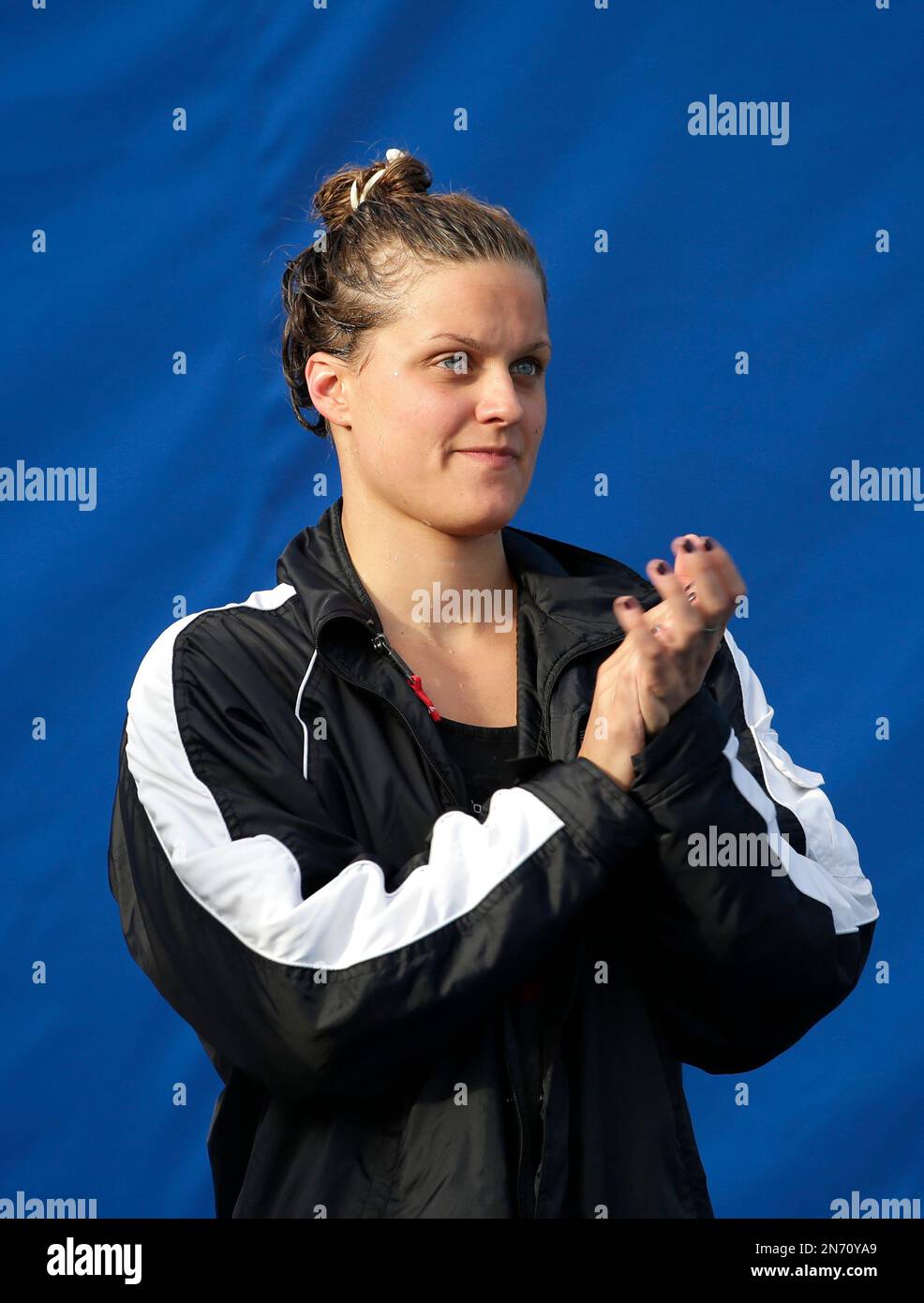 Gold medalist Sarah Denninghoff smiles during an award ceremony for the ...