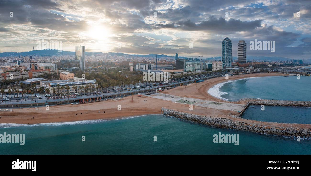 Panoramic view barceloneta beach hi-res stock photography and images ...