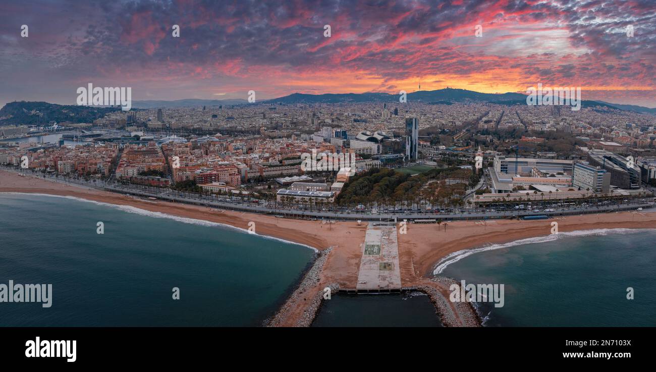 Aerial panoramic view of Barcelona from above Stock Photo - Alamy