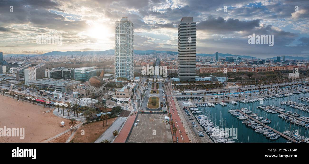 Aerial panoramic view of Barcelona from above Stock Photo - Alamy