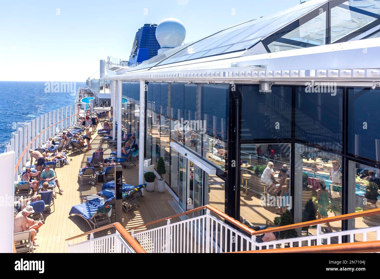 Sundeck on P&O Arvia cruise ship, Lesser Antilles, Caribbean Stock ...
