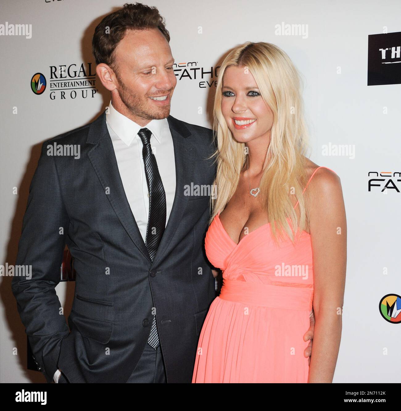 Ian Ziering, left, and Tara Reid arrive at the premiere of "Sharknado ...